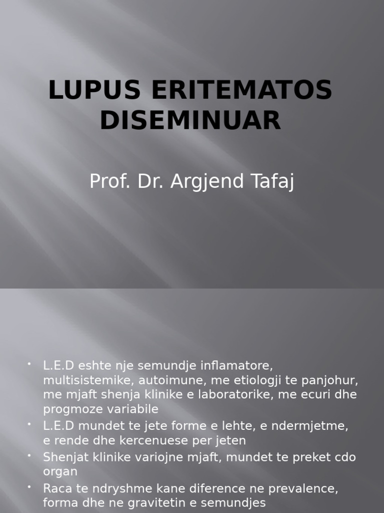 Lupus Eritematos Diseminuar: Prof. Dr. Argjend Tafaj | PDF