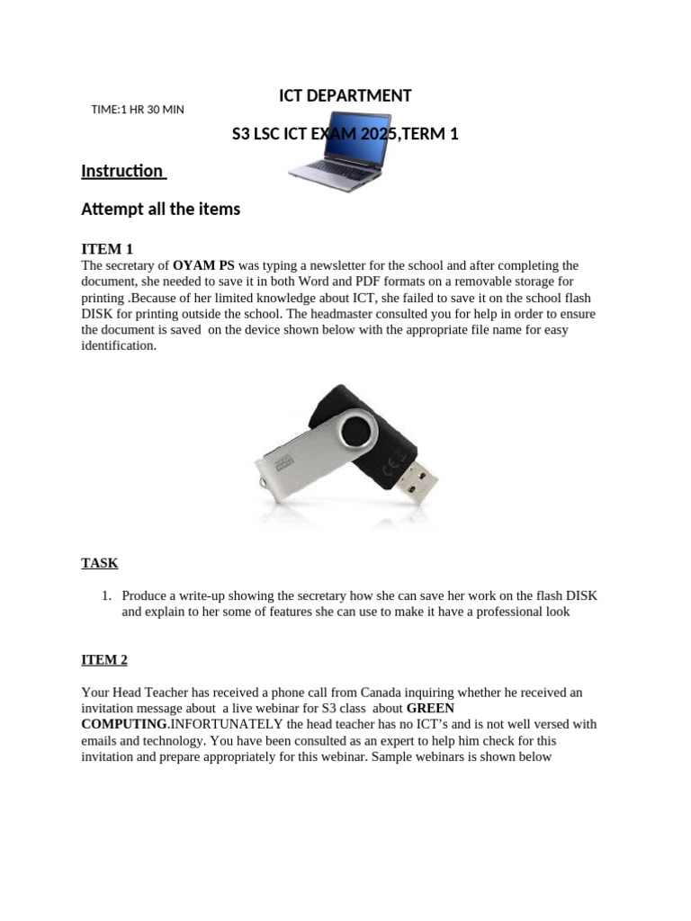 S3 ICT Exam Guide 2025: Tasks & Tips | PDF
