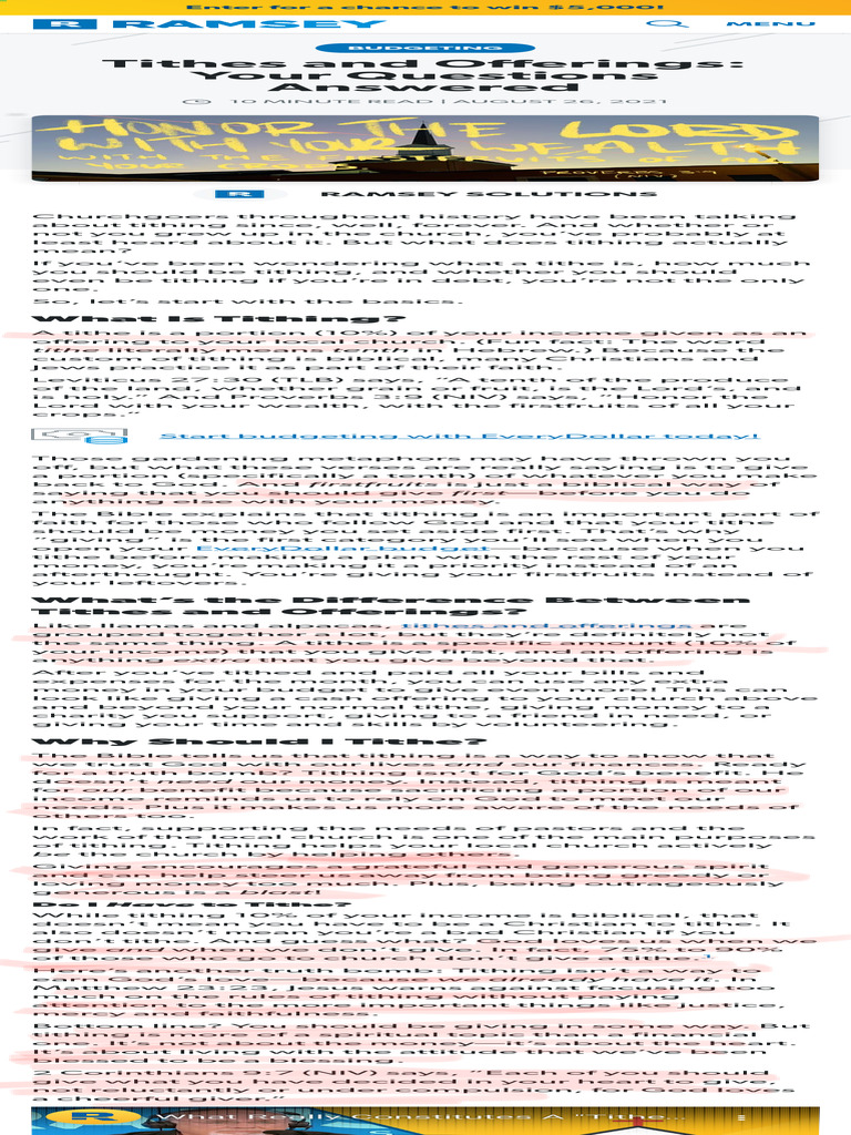 Tithes and Offerings Your Questions Answered R | PDF | Tithe | Taxes