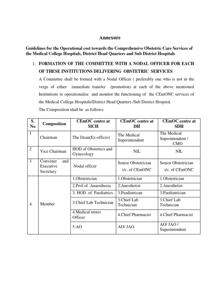 Operational Cost CEmONC Centres | PDF | Obstetrics | Medicine