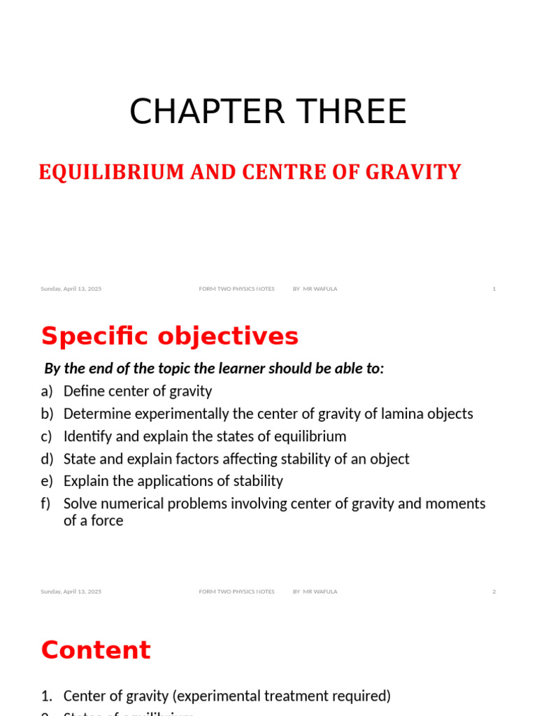 Equilibrium and Center of Gravity Notes | PDF | Center Of Mass | Force