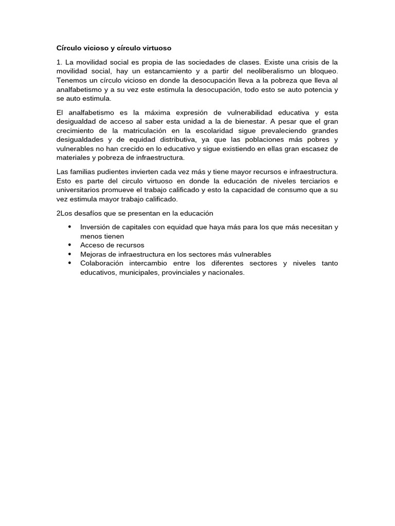 Círculo vicioso y círculo virtuoso | PDF