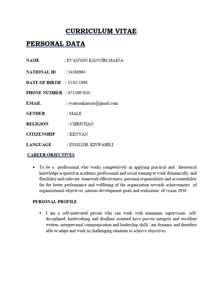 Evanson Maina CV | PDF