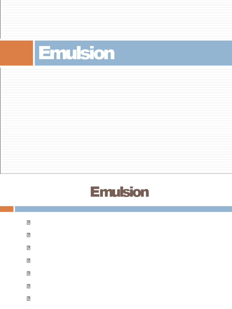 Emulsion: Definition, Types, and Evaluation | PDF | Emulsion | Chemical ...