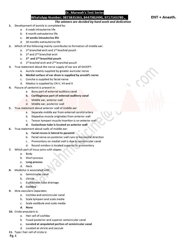 Bold ENT+Anesth Dec 2018 | PDF | Ear | Sensory Organs