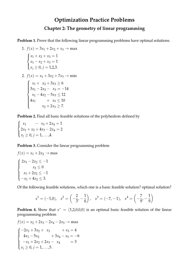 Linear Programming Optimization Problems | PDF