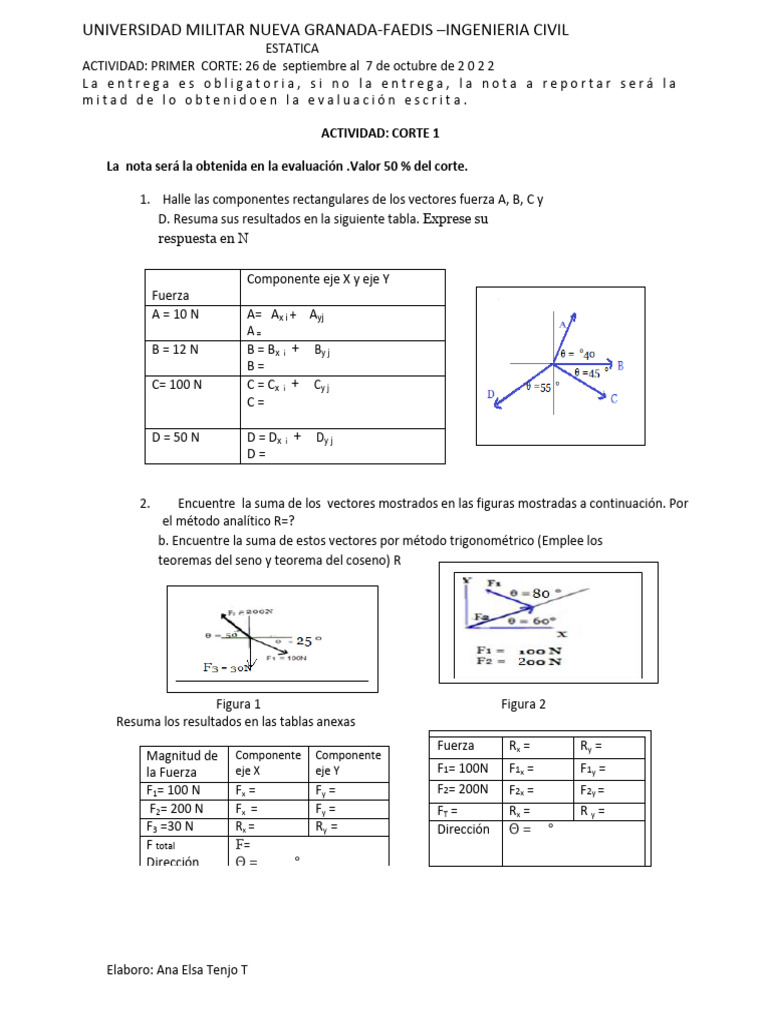 Actividad - 1 Corte ESTATICA ING CIVIL - Del 26 de Septiembre Al 7 de Octubre de 2022 | PDF ...