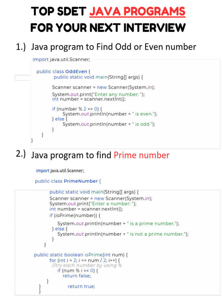 Essential Java Programs for SDET Interviews | PDF | Software ...