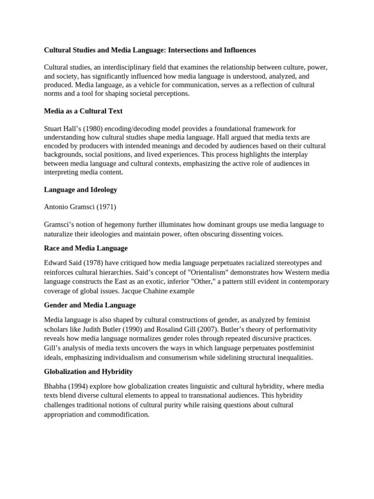 Media Language and Cultural Studies Insights | PDF | Communication ...