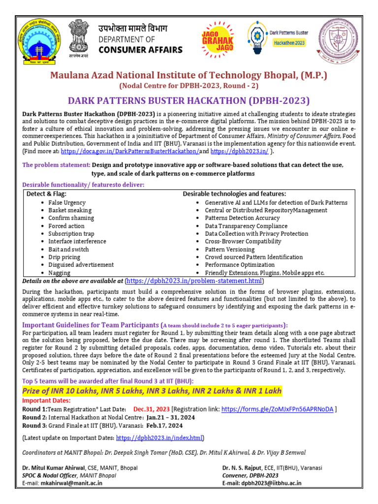 MANIT Bhopal - DPBH 2023 Brochure-Final | PDF | Computing | Information Technology