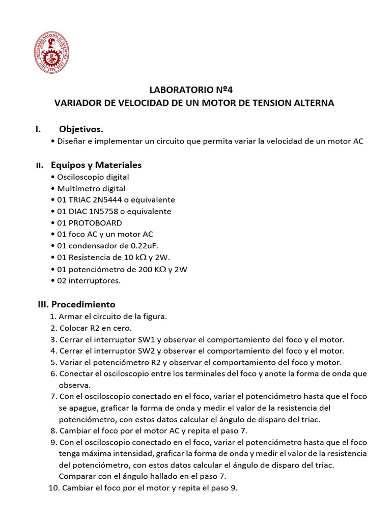 Variador de Velocidad con DIAC 1N5758 | PDF
