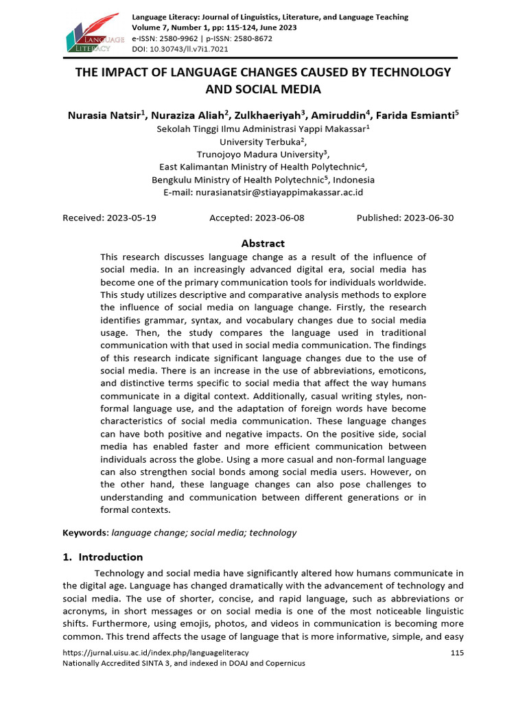 Language Changes from Social Media Impact | PDF | Linguistics ...