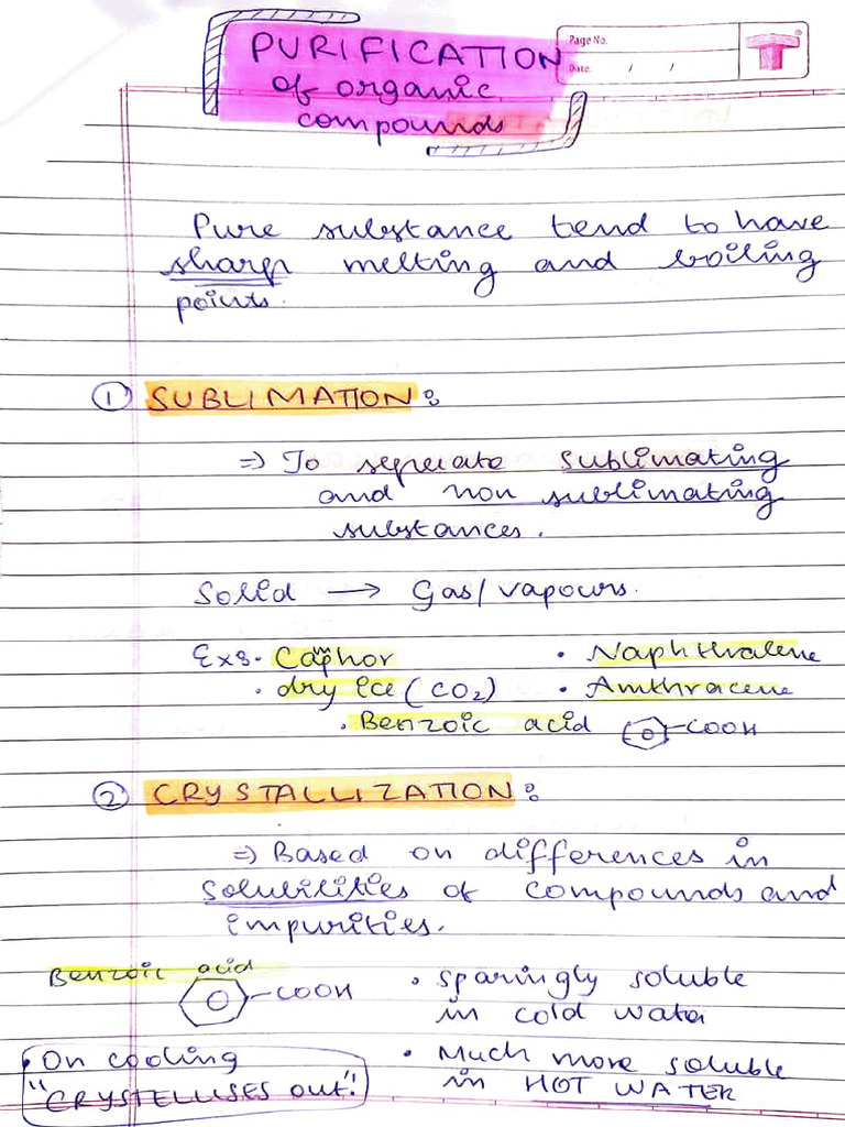 Purification of Organic Compounds (POC) | PDF