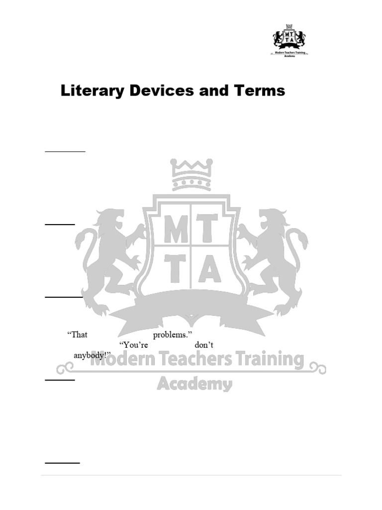 Literary Devices for English Teaching | PDF | Reading Comprehension