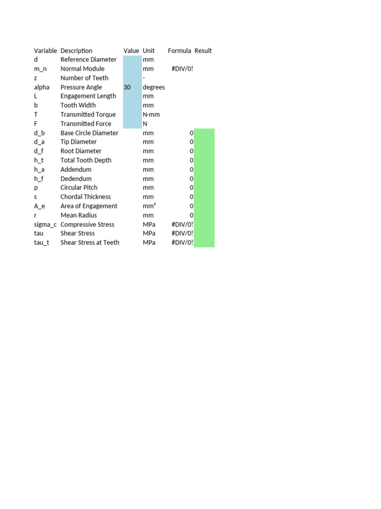 DIN 5480 Spline Calculator Variables | PDF