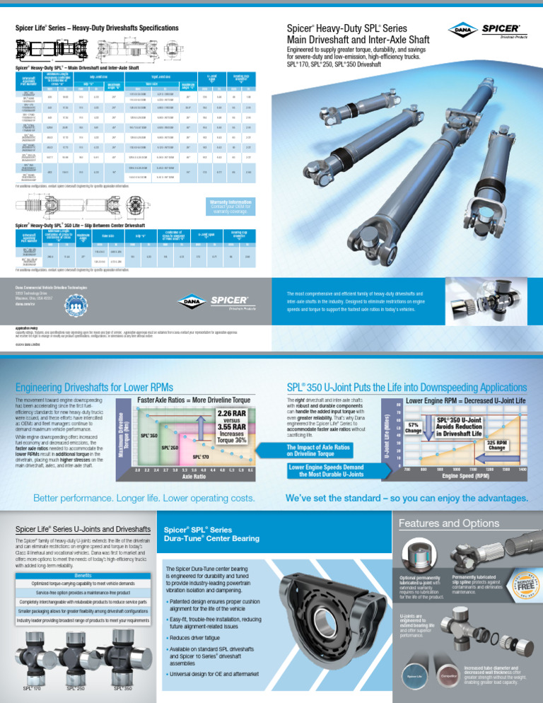 SPL Lite Series Driveshaft Spec Sheet | PDF | Axle | Engines