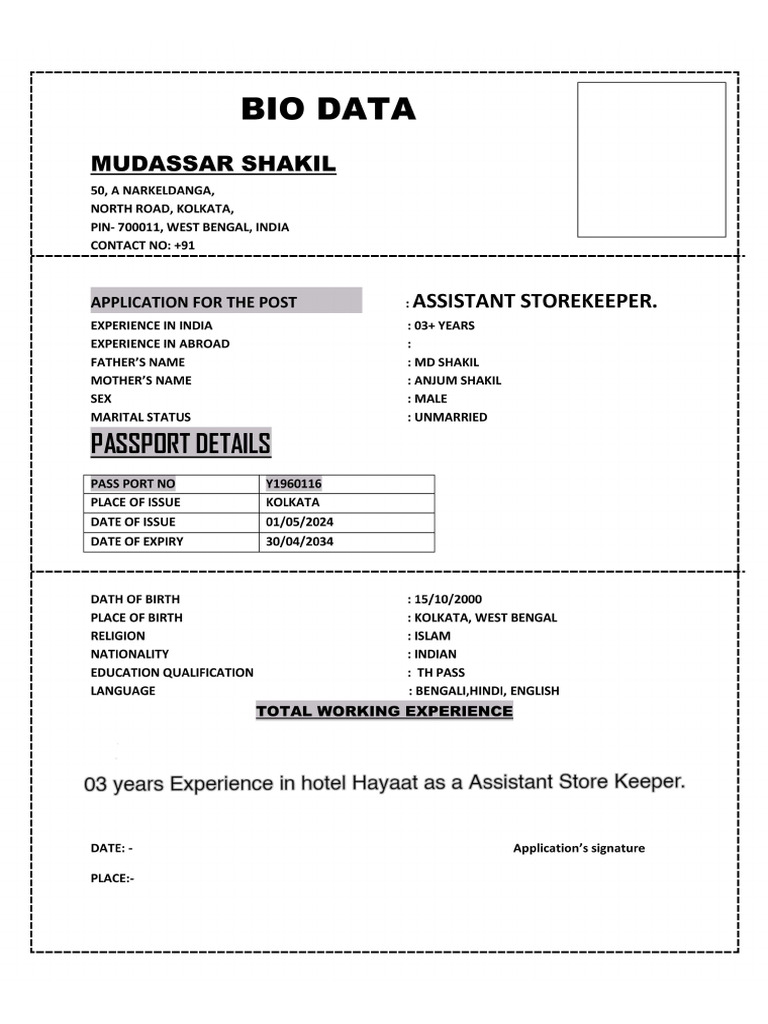 Mudassar Shakil - Asst Store Keeper-1 | PDF