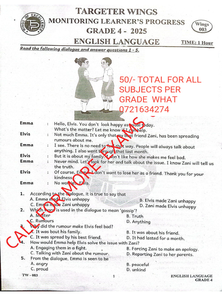 TARGETER WINGS 003 GRADE 4 ENGLISH 01 - Sign | PDF