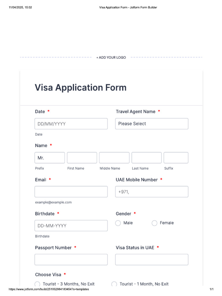 Visa Application Form | PDF