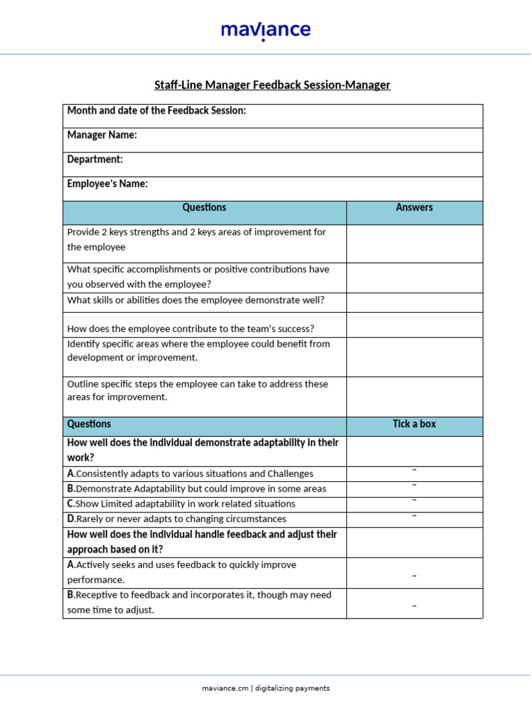 Staff Line-Manager Feedback Template-Manager (1) 3 | PDF