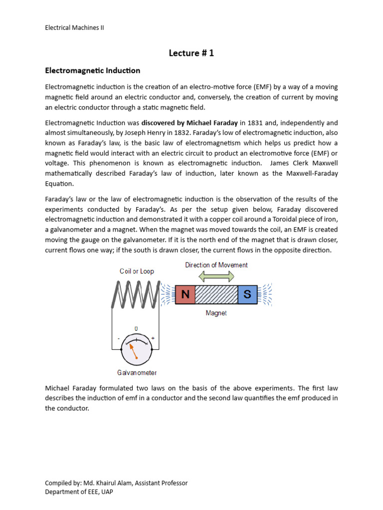 Lecture-1 - Electromagnetic Induction | PDF | Electromagnetic Induction ...