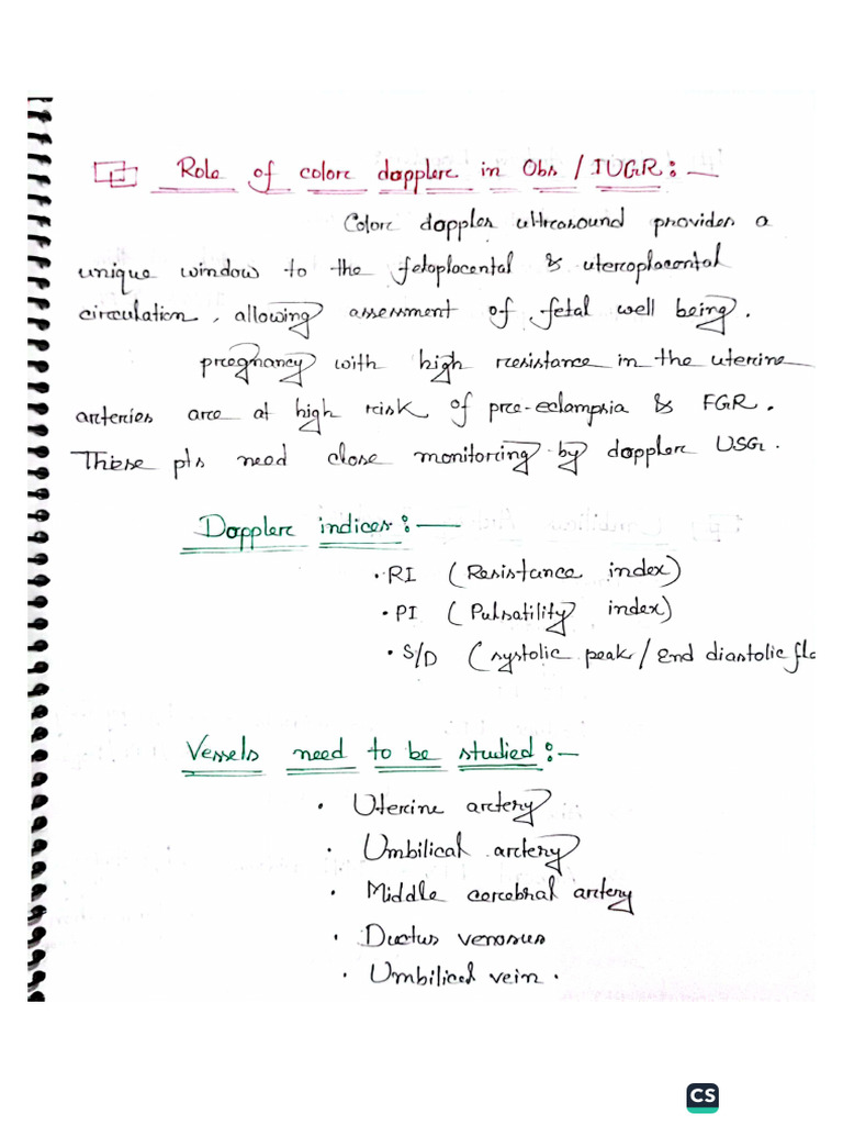 Color Doppler + CTG (Written) | PDF