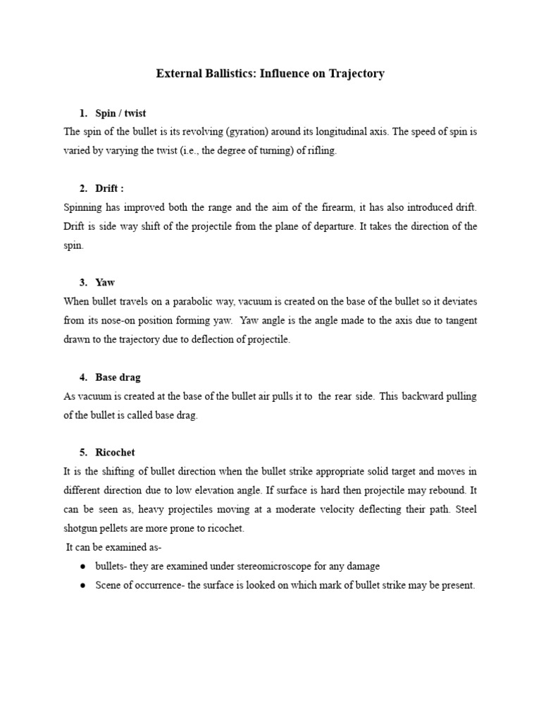 External Ballistics - Influence On Trajectory | PDF | Bullet | Dynamics ...