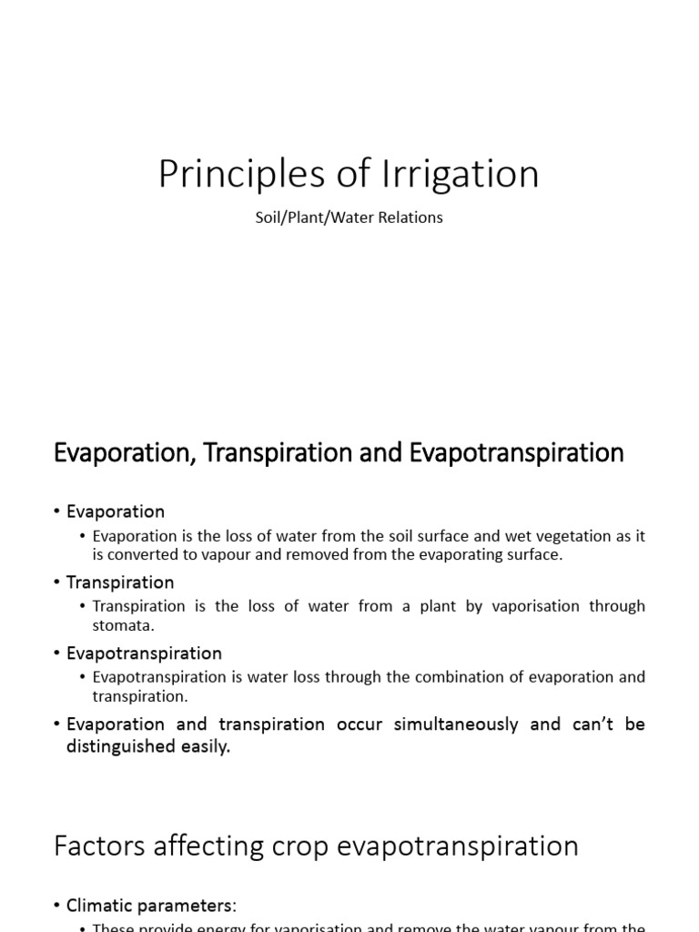 Principles of Irrigation Soil Plant Water Relations | PDF ...