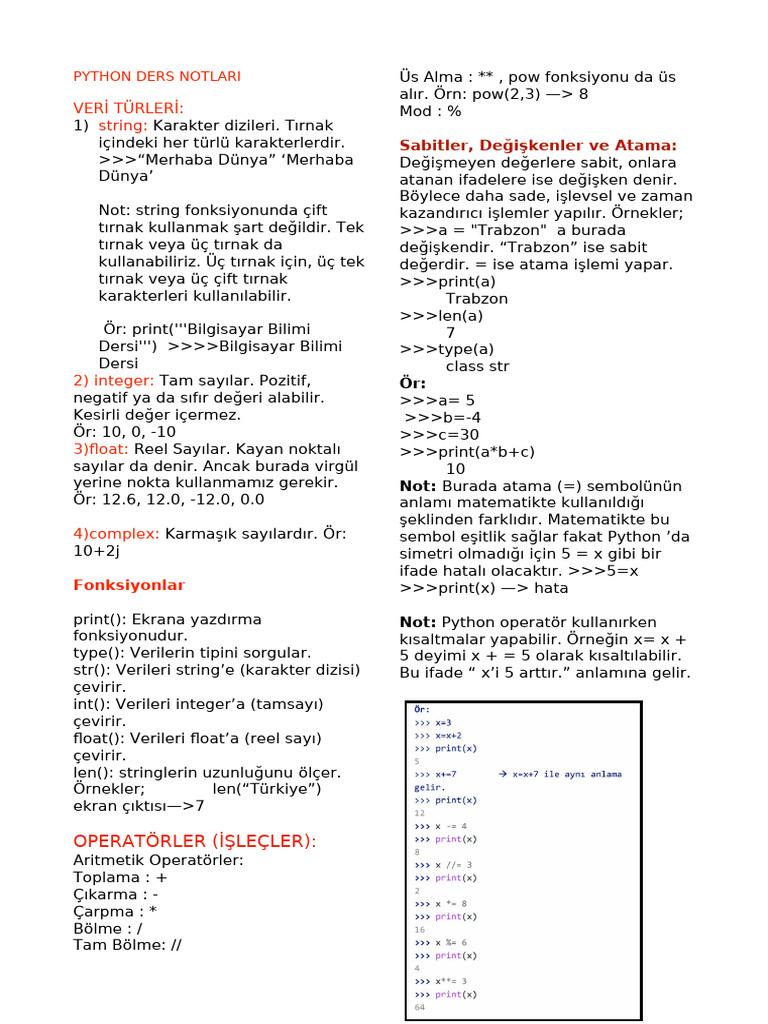 Python Ders Notları | PDF