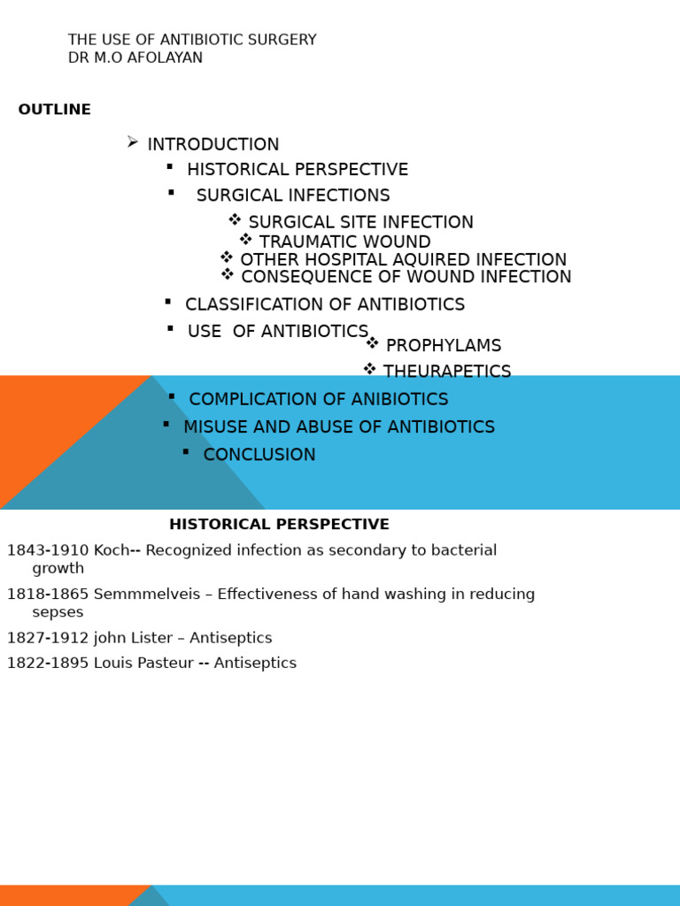 The Use of Antibiotic Surgery Introduction | PDF | Surgery | Infection