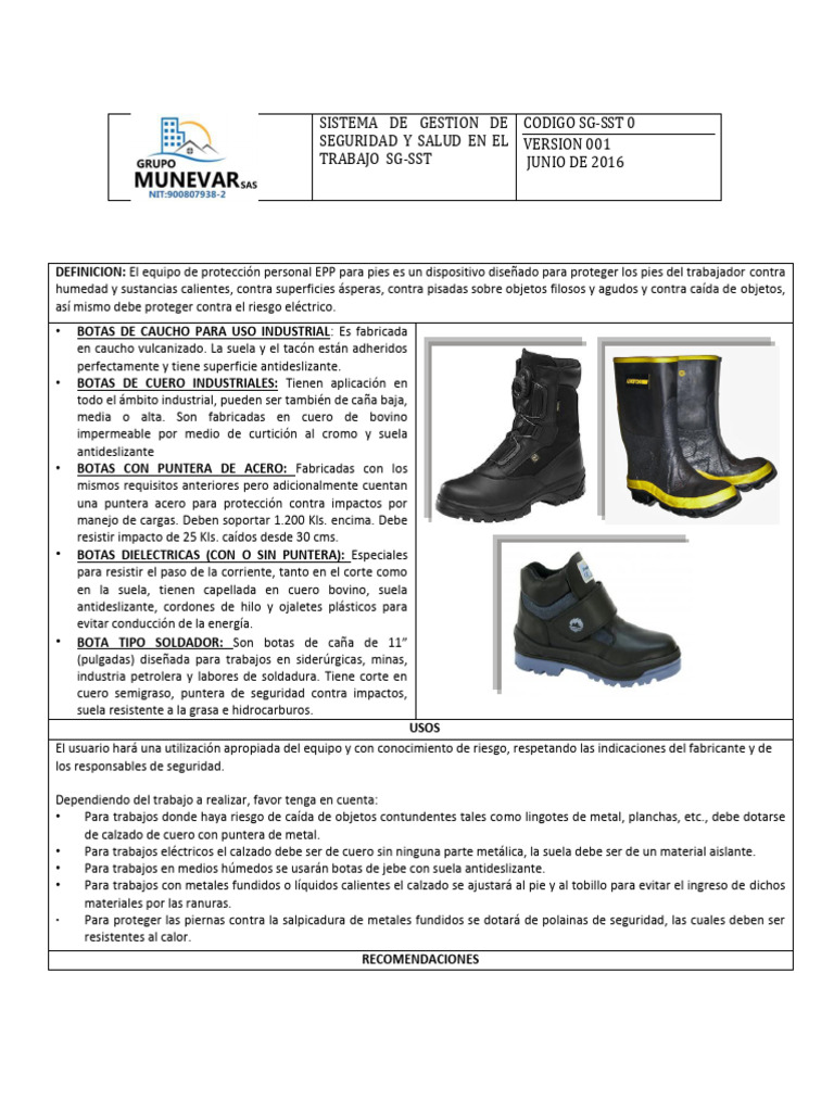 Ficha_tecnica_PIES | PDF | Bota | Soldadura