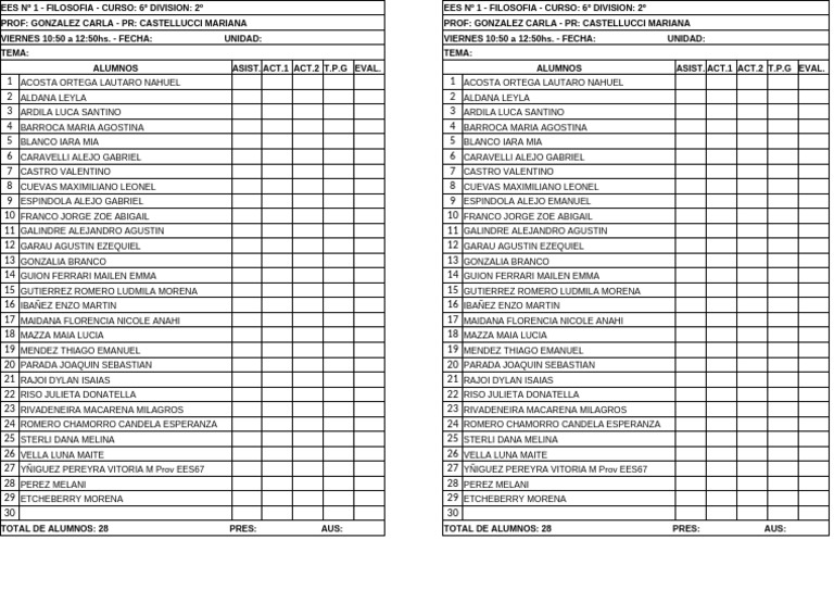 Plantilla Clases Ees1 6º2º | PDF