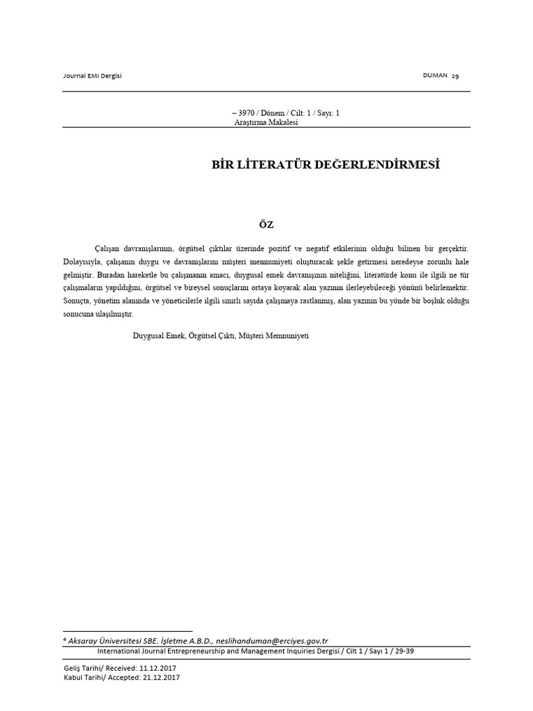 Duman Duygusal Emek | PDF