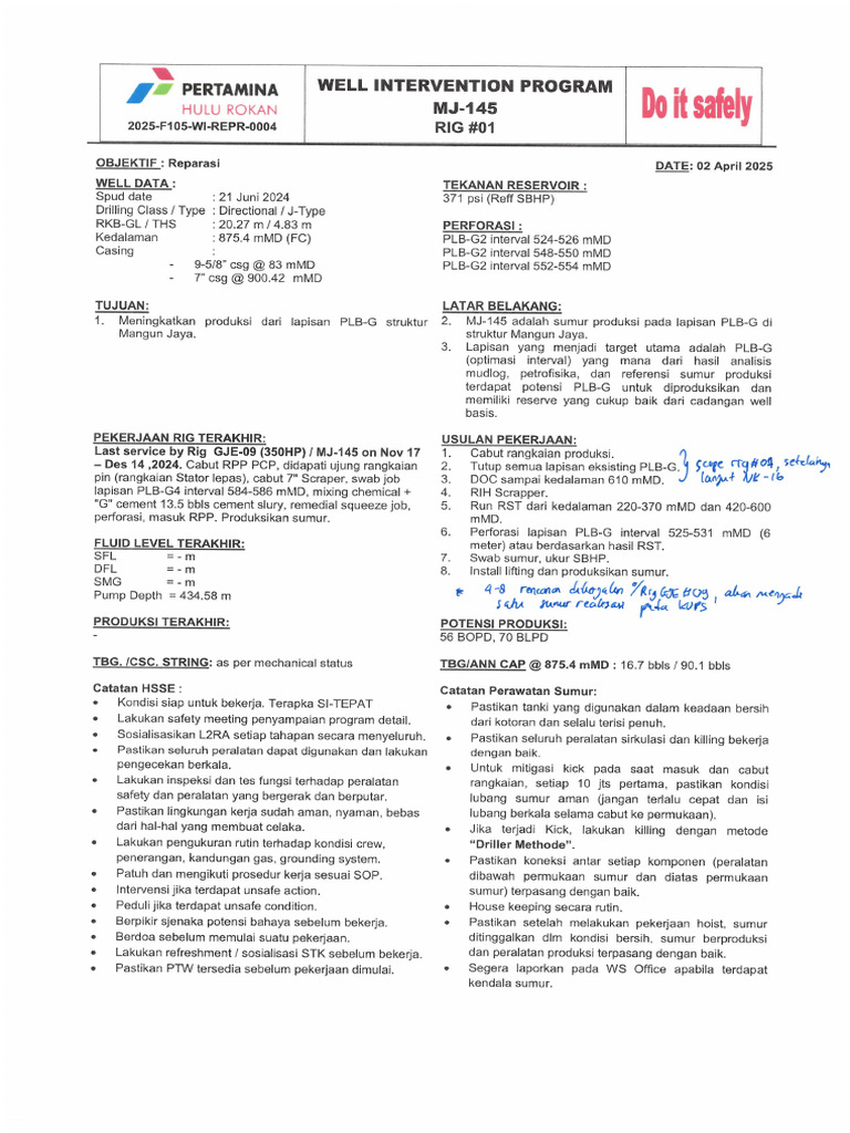 Program MJ-145_WI-REPR_Rig-01 (2 Apr 2025) - signed | PDF