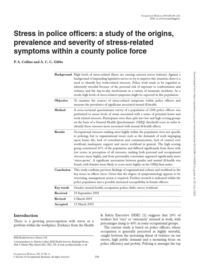 Stress in Police Officers A Study of The Origins | PDF | Stress ...