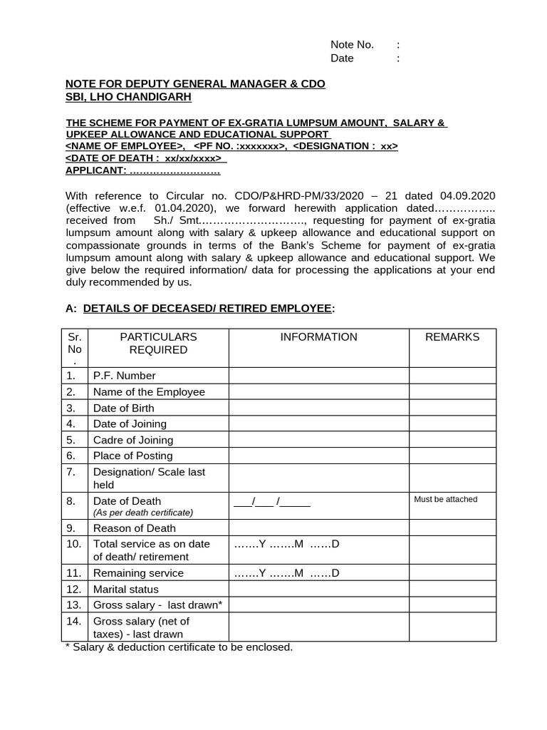 Ex-Gratia Proposal Format | PDF | Salary