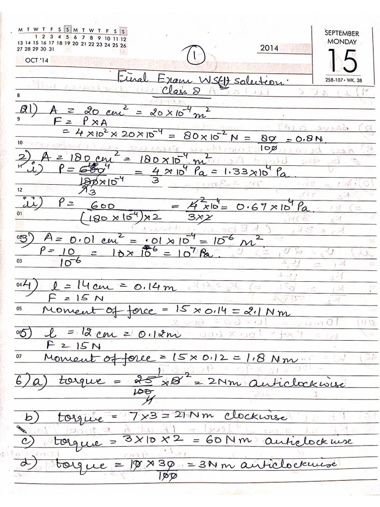 Class 8 Physics Worksheet (1) Solution Key - 250218 - 234818 | PDF