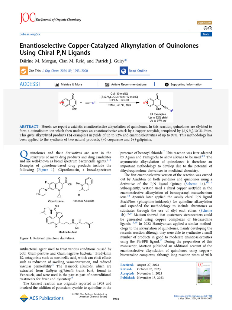 Enantioselective Alkynylation of Quinolones | PDF | Organic Chemistry ...
