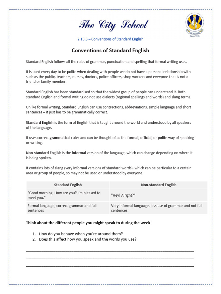 Understanding Standard English Usage | PDF