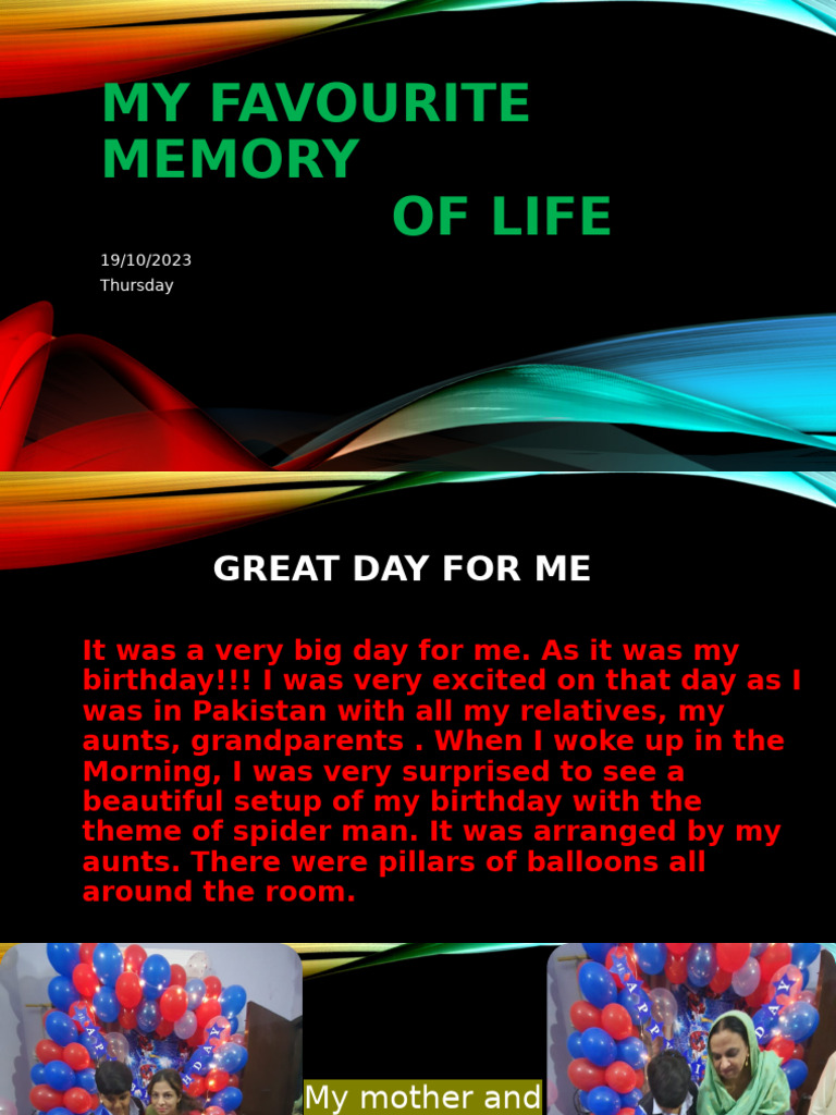 My Favourite Memory of English Project by Muhammad Shaheer Y7 B6 | PDF