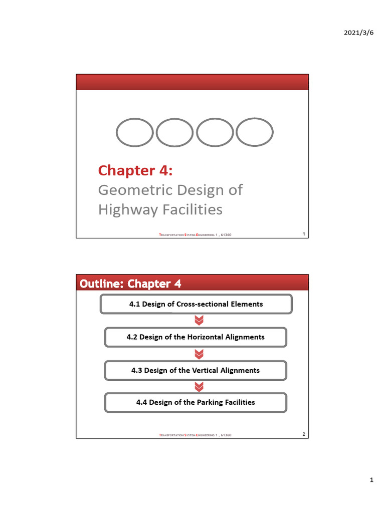 Chapter 4 Sec 4.1, Highway Geometric Design Cross Sections Mod | PDF | Road | Traffic