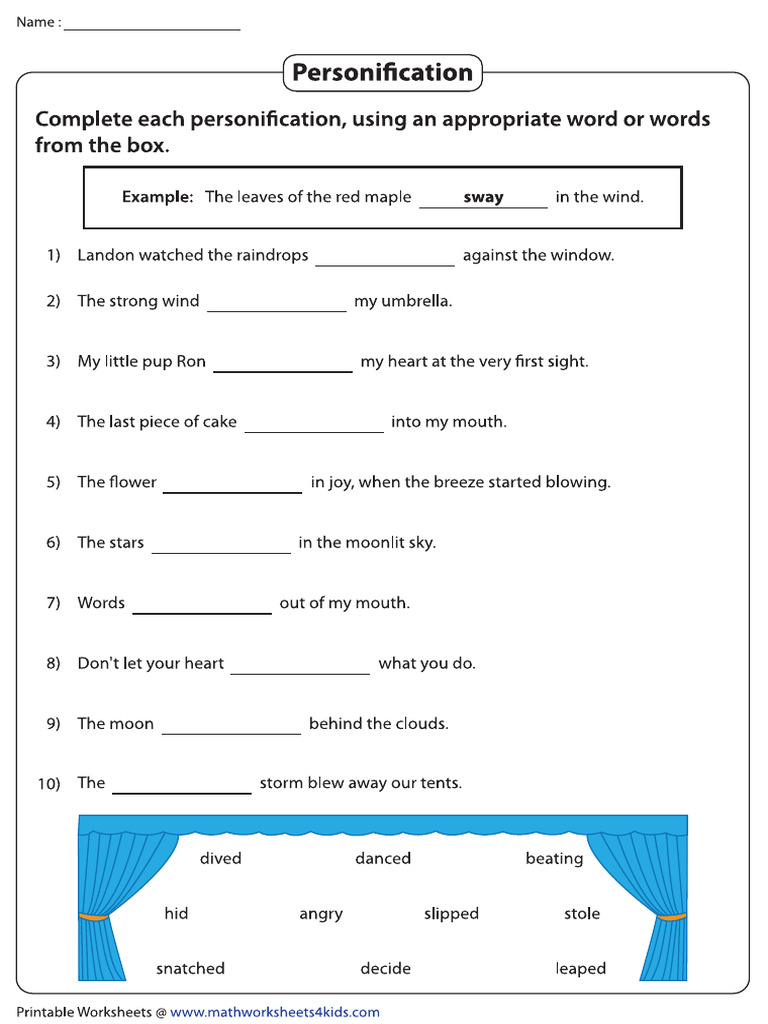 Personification Worksheet | PDF