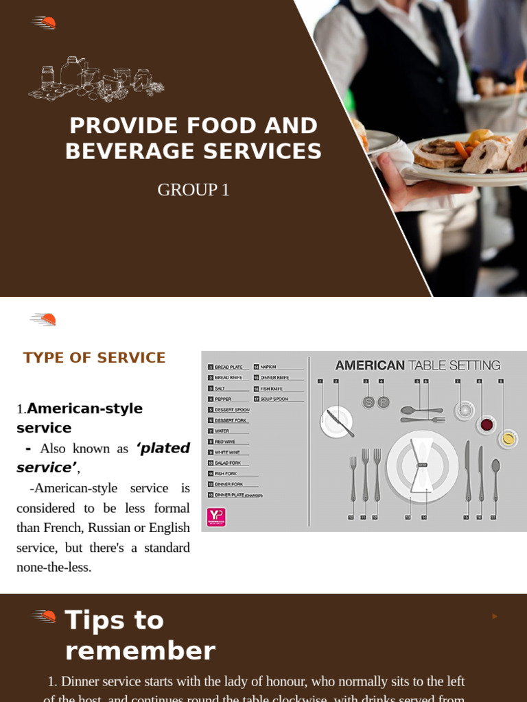 Provide Food and Beverage Services | PDF | Tableware | Restaurants