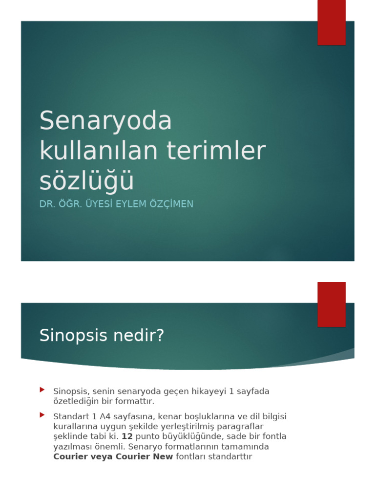 Senaryo Terimleri Sözlüğü Ve Anlatı (8262) | PDF
