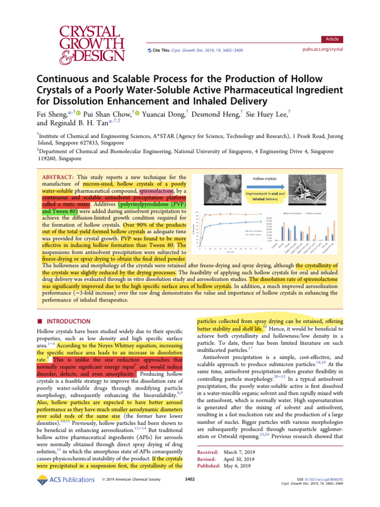 52-Continuous and Scalable Process for the Production of Hollow Crystals of a Poorly Water ...