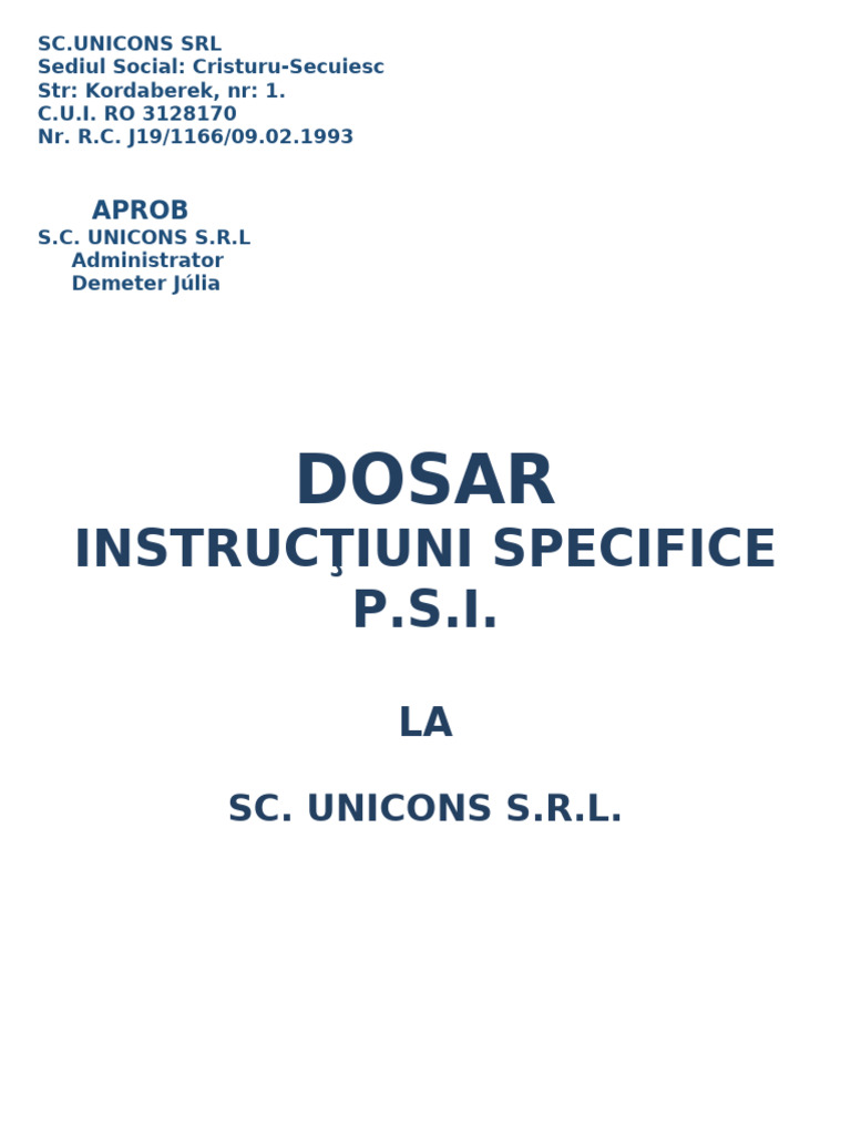 Coperta Dosar Instructiuni Specifice Psi | PDF