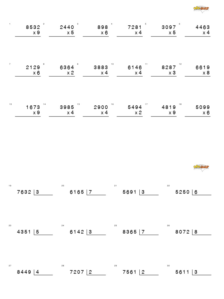 Control 1 Multiplicacion y Division | PDF
