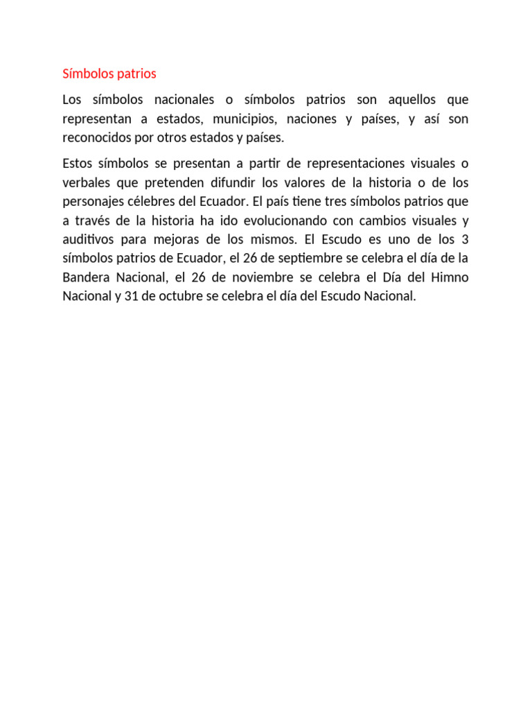 Tres símbolos patrios del Ecuador | PDF