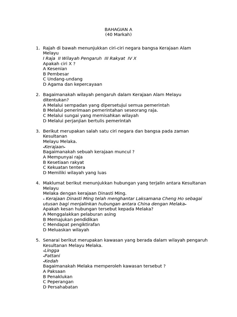 SEJARAH Tingkatan 4 | PDF