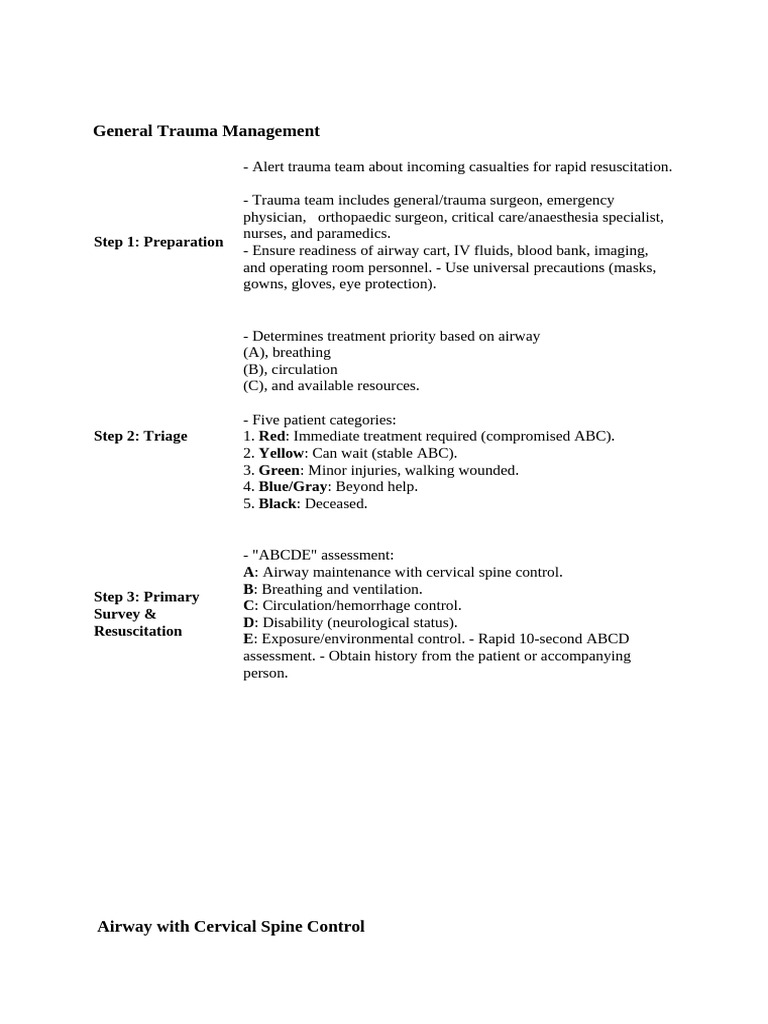General Trauma Management | PDF | Major Trauma | Bleeding